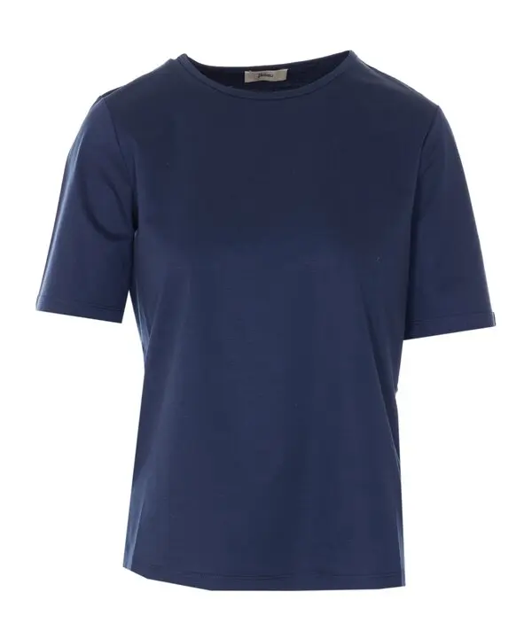 Herno Short-sleeved Crewneck T-shirt With Gold-tone Hardware - Blue