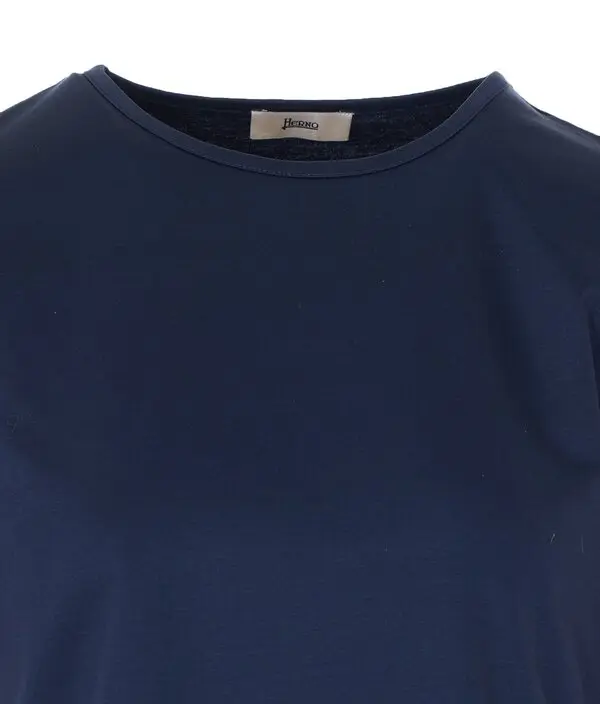 Herno Short-sleeved Crewneck T-shirt With Gold-tone Hardware - Blue