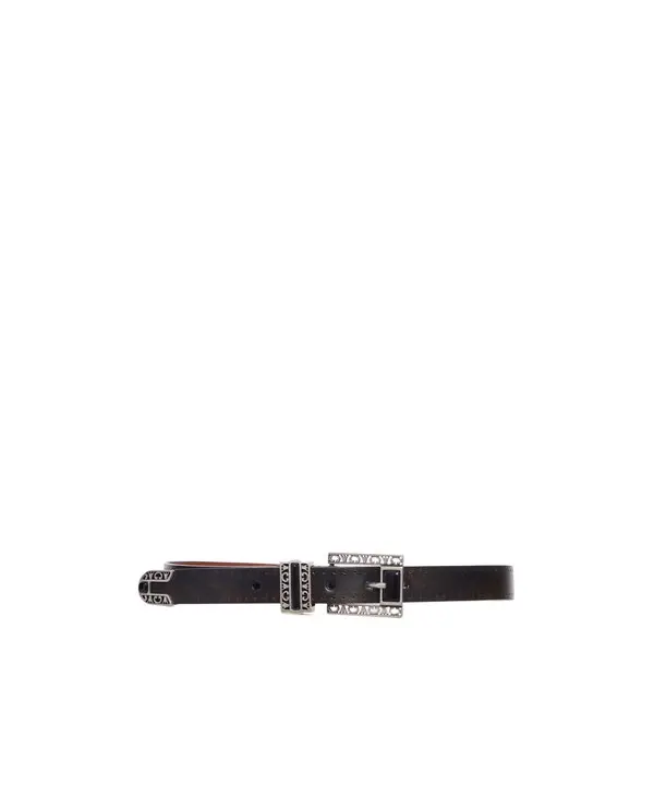GOLDEN GOOSE Textured Buckle Belt - Black