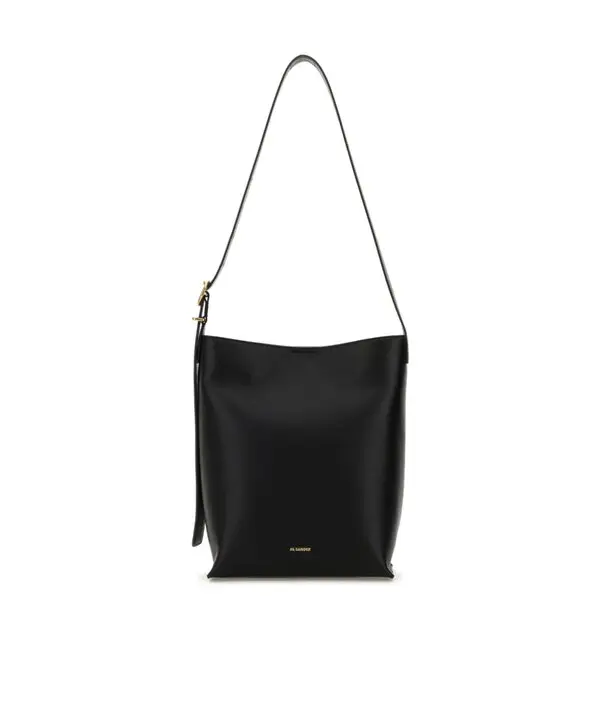 JIL SANDER Small Shoulder Bag With Logo Stamp - Black