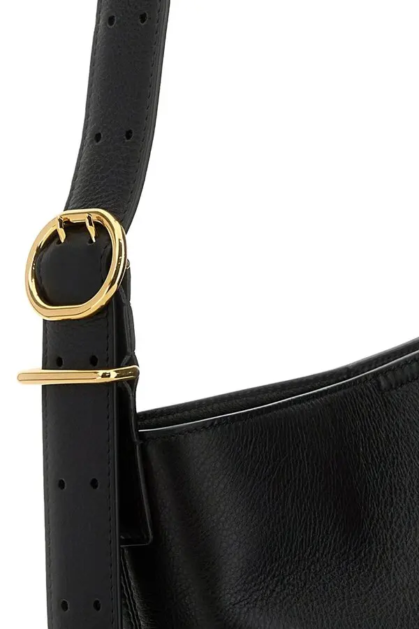 JIL SANDER Small Shoulder Bag With Logo Stamp - Black