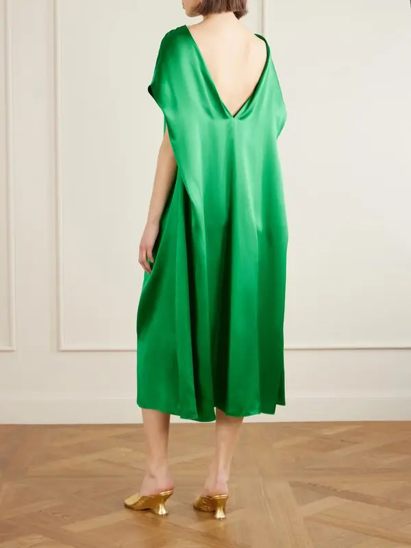 Dries Van Noten Silk Satin High Neck Dress