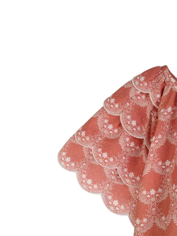 Chloé Scalloped Ruffled Short Sleeve Top