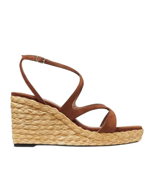 JIMMY CHOO Square-toe Wedge Sandals With Adjustable Ankle Strap