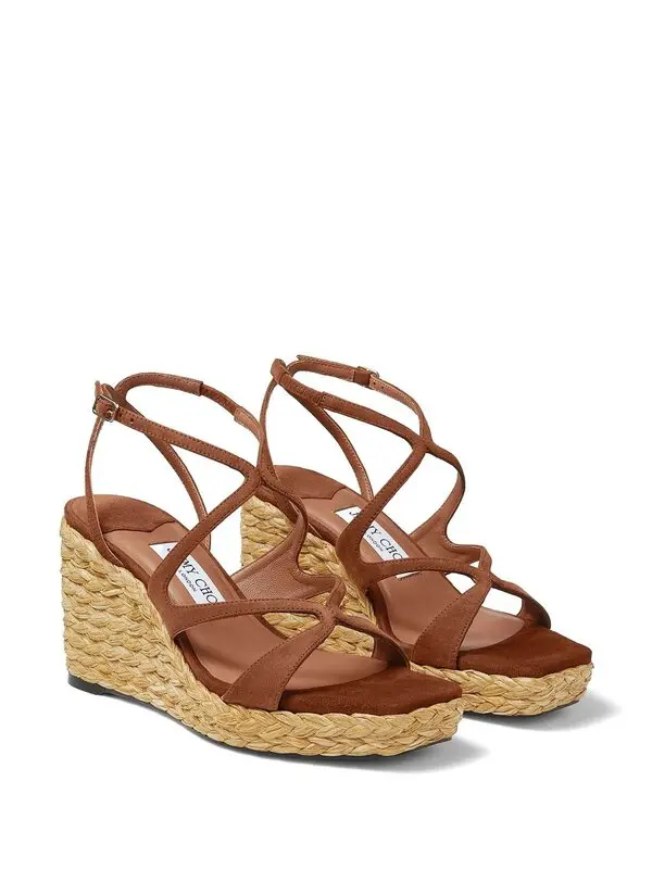 JIMMY CHOO Square-toe Wedge Sandals With Adjustable Ankle Strap
