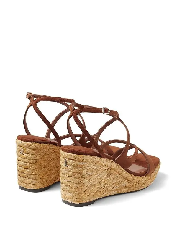 JIMMY CHOO Square-toe Wedge Sandals With Adjustable Ankle Strap