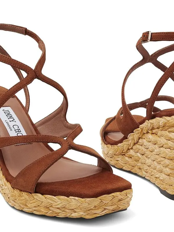 JIMMY CHOO Square-toe Wedge Sandals With Adjustable Ankle Strap