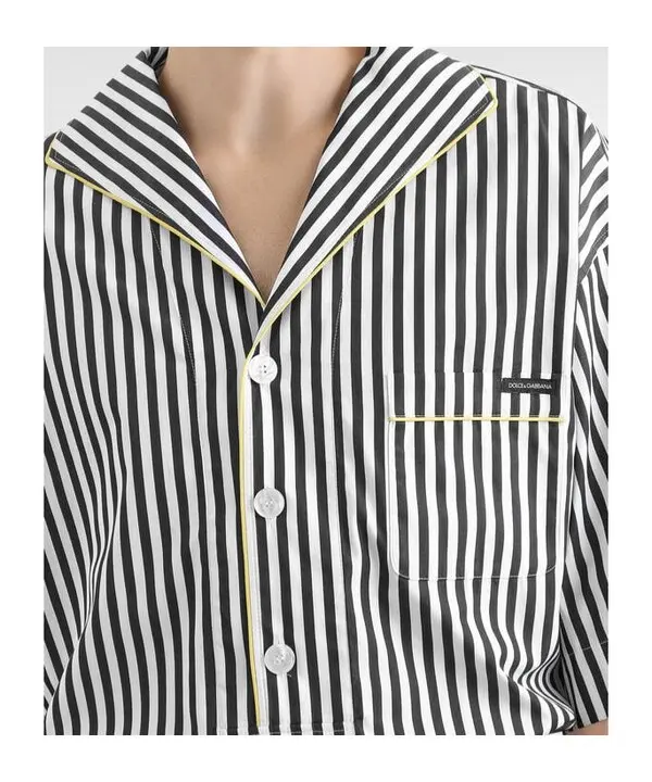 Dolce & Gabbana Dolce Gabbana Striped Poplin Shirt - Black