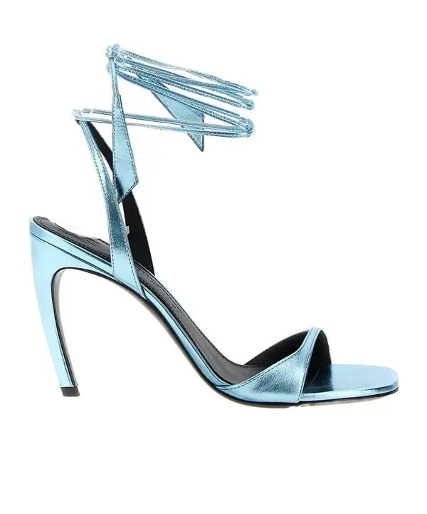 Attico Laminated Square Toe Sandals - Blue
