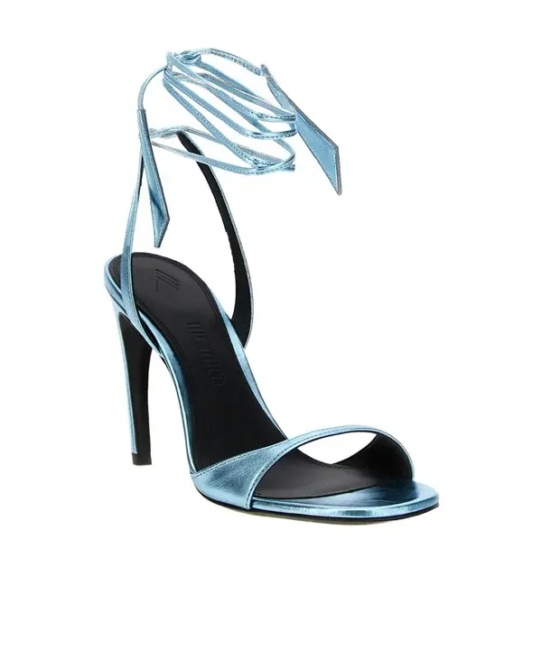 Attico Laminated Square Toe Sandals - Blue