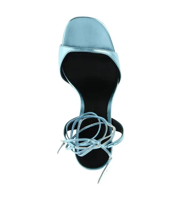 Attico Laminated Square Toe Sandals - Blue