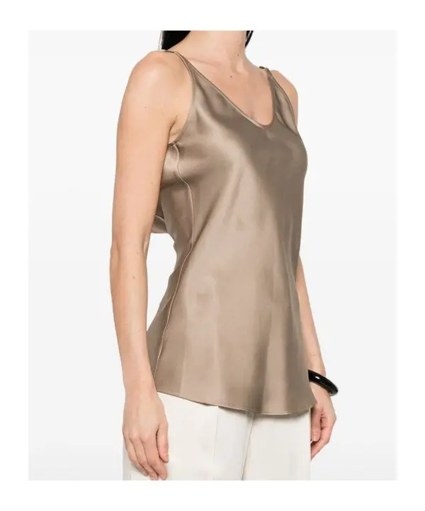 Brunello Cucinelli Spaghetti Strap V-neck Tank Top - Nude