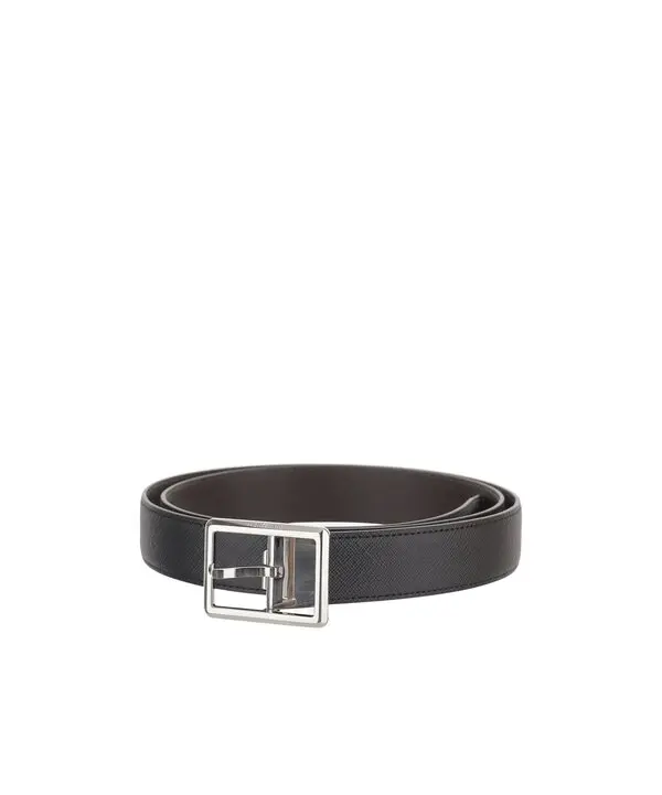 Montblanc Reversible Leather Belt With Pin Buckle - Black/ebony