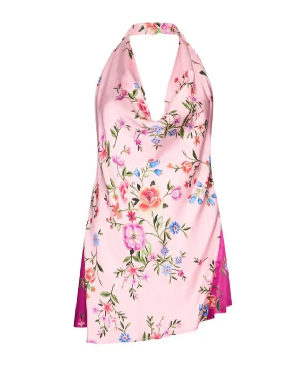 Liu Jo Draped Floral Halterneck Top - Pink