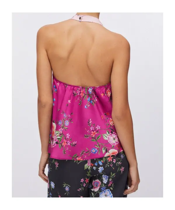 Liu Jo Draped Floral Halterneck Top - Pink