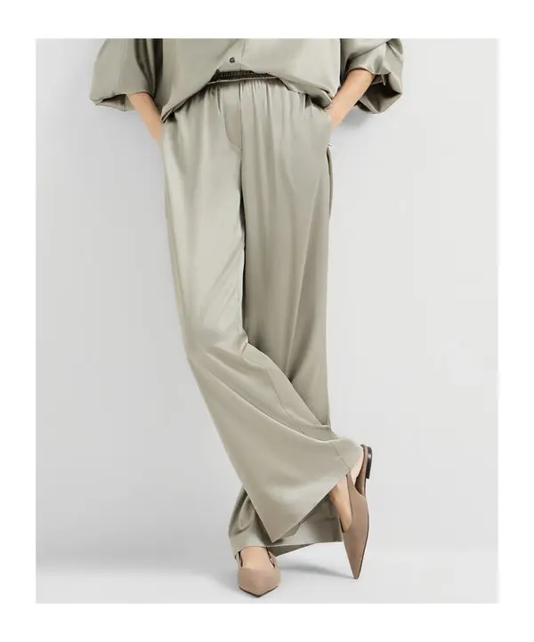Brunello Cucinelli Palazzo Straight Leg Pants - Olive