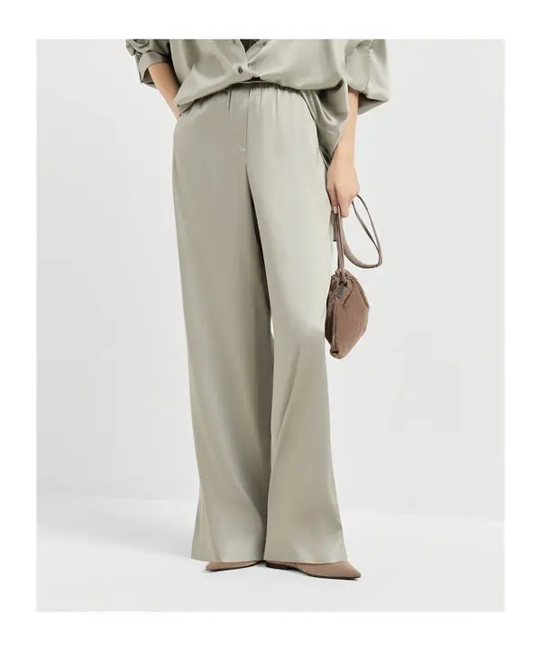 Brunello Cucinelli Palazzo Straight Leg Pants - Olive