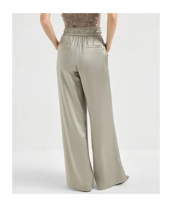 Brunello Cucinelli Palazzo Straight Leg Pants - Olive