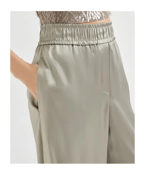 Brunello Cucinelli Palazzo Straight Leg Pants - Olive