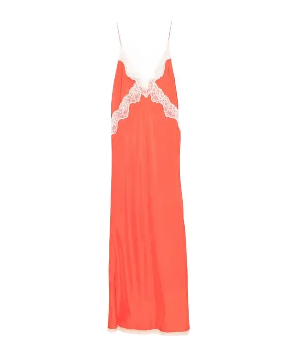 FORTE_FORTE Lace V-neck Maxi Dress - Red