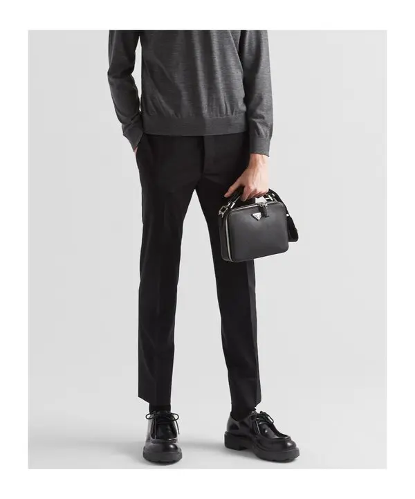 Prada Wool Belt Loop Casual Pants - Black