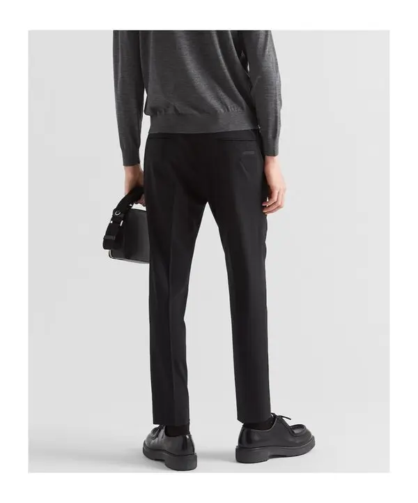 Prada Wool Belt Loop Casual Pants - Black