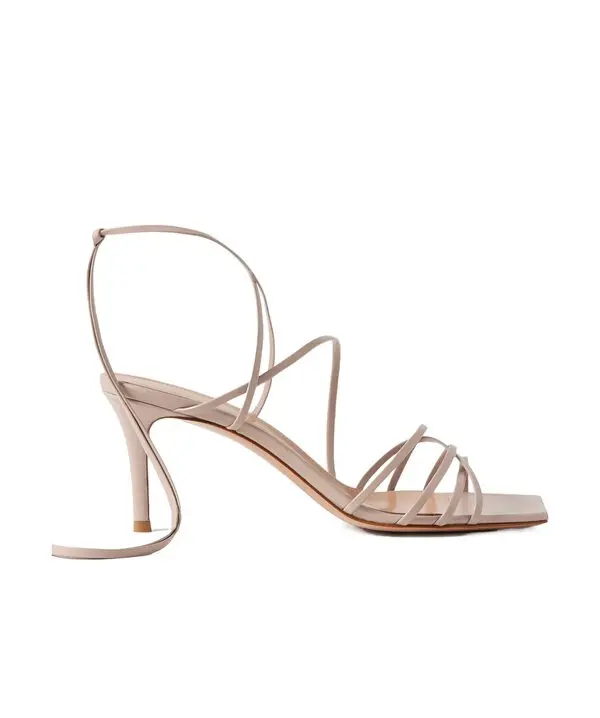 GIANVITO ROSSI 85 Leather Sandals With Ankle Ties