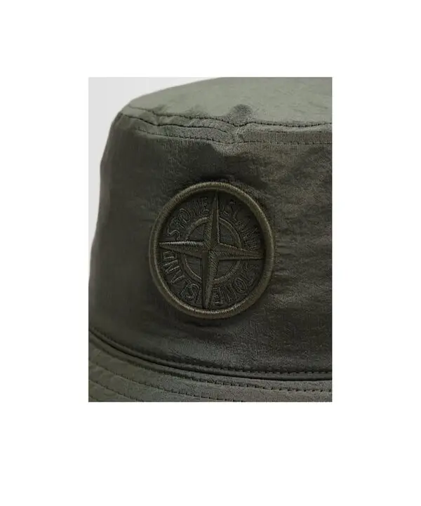 Stone Island Logo Nylon Bucket Hat - Black