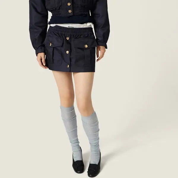 Miu Miu Elasticated Waistband Mini Skirt With Patch Pockets
