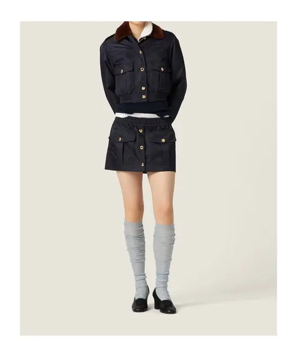 Miu Miu Elasticated Waistband Mini Skirt With Patch Pockets