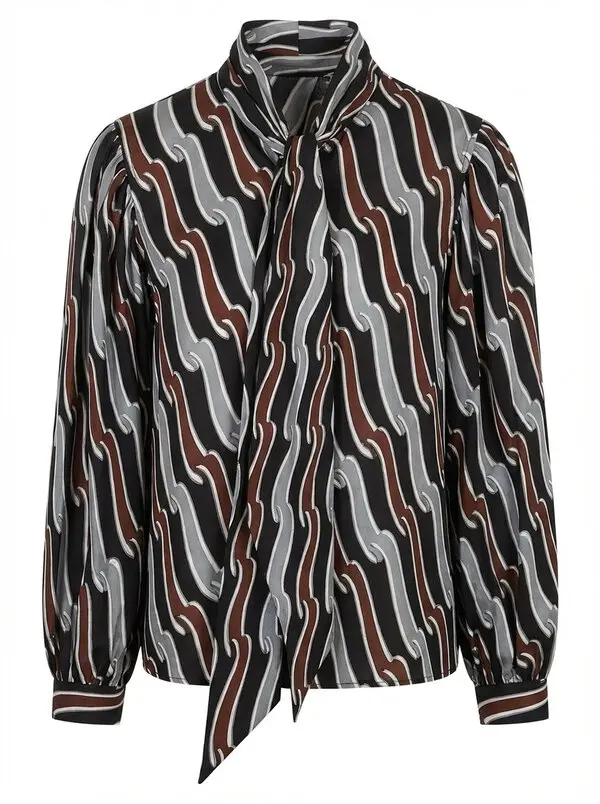 Gucci Printed Long-sleeve Twill Shirt - Gray And Brown
