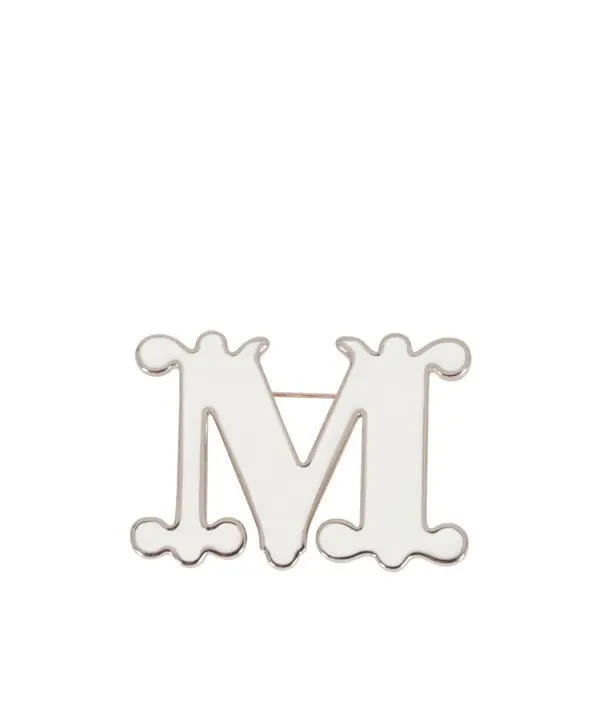 Max Mara Letter-design Brooch - White