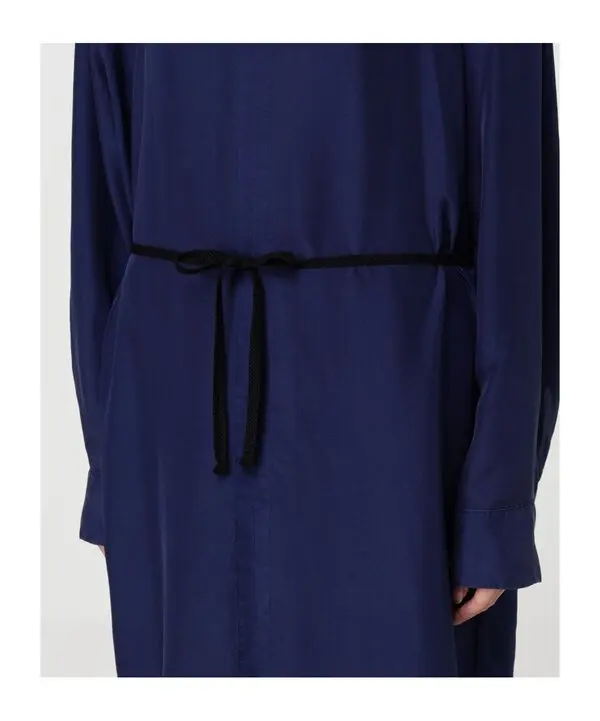 Barena Venezia V-neck Midi Dress With Long Sleeves And Front Tie - Blue