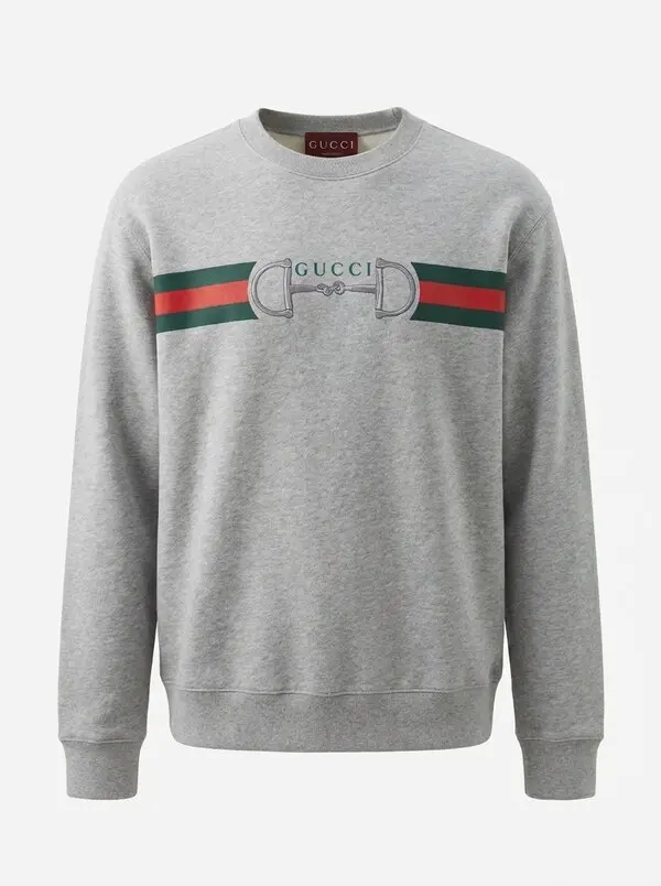 Gucci Horsebit Logo Print Sweatshirt - Grey