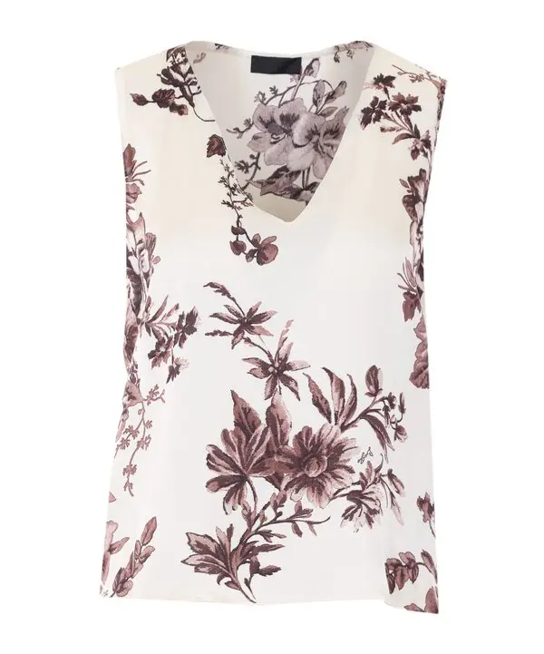 Liu Jo Sleeveless Floral V-neck Top - White