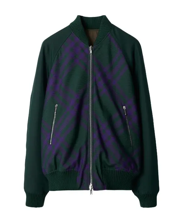 Burberry Checked Zipped Reversible Bomber Jacket