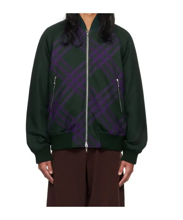 Burberry Checked Zipped Reversible Bomber Jacket