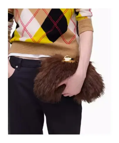 Marc Jacobs Faux Fur Clutch Bag With Detachable Chain
