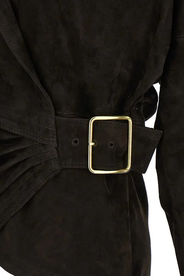 DARKPARK Cindy Belted Suede Jacket - Brown