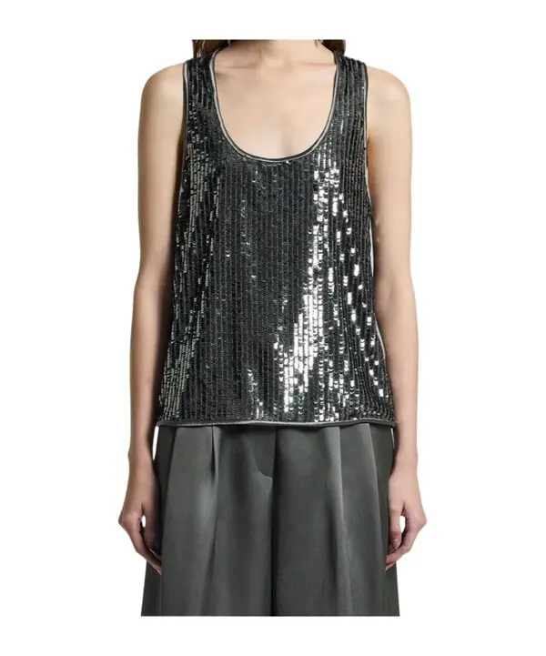 Peserico Sequin Embellished Tank Top - Black
