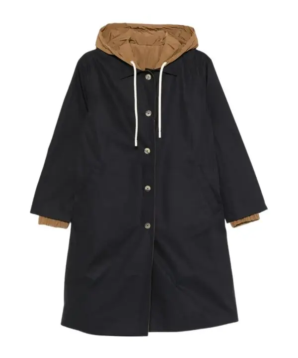 Herno Buttoned Hooded Coat - Black