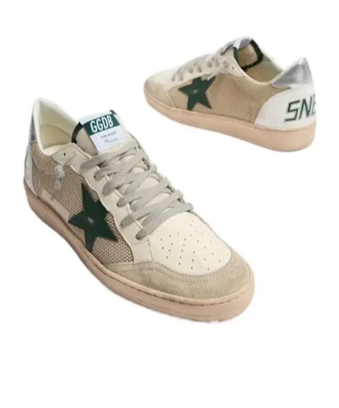 GOLDEN GOOSE Ballstar Mesh Leather Sneakers - Nude
