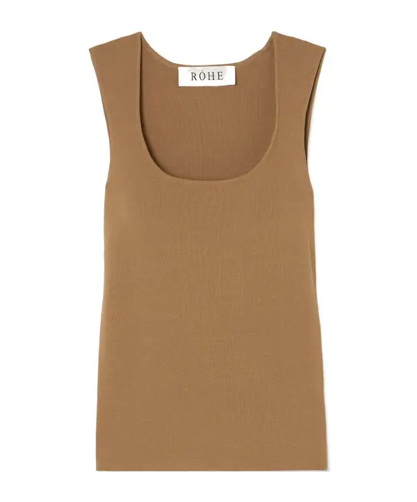 RÓHE Knitted Vest With Wide Round Neck - Brown