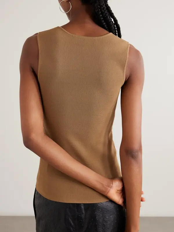 RÓHE Knitted Vest With Wide Round Neck - Brown