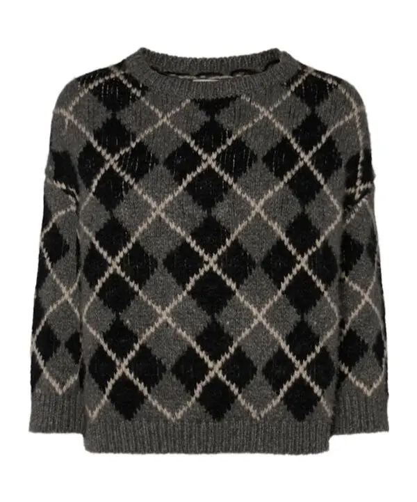 Khaite Colt" Crewneck Argyle Knit Sweater - Black