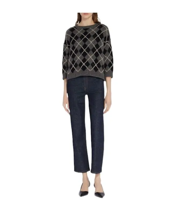 Khaite Colt" Crewneck Argyle Knit Sweater - Black