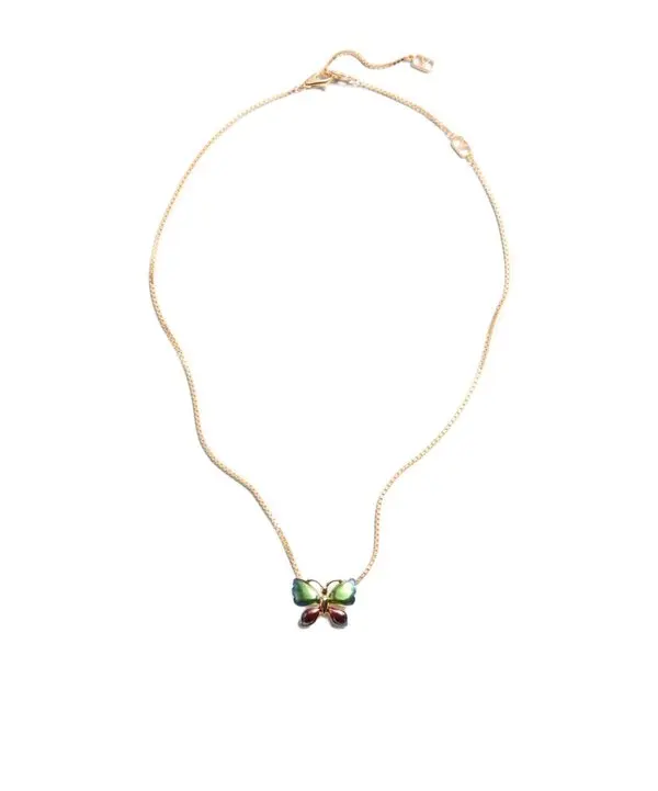 Valentino Garavani Vlogo Signature Butterfly Pendant Necklace - Yellow