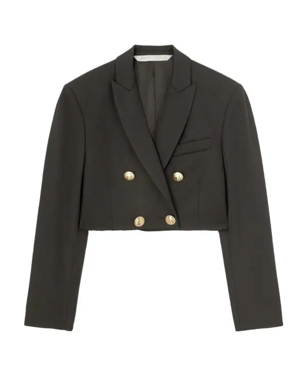 Palm Angels Double-breasted Cropped Tailored Blazer - Black