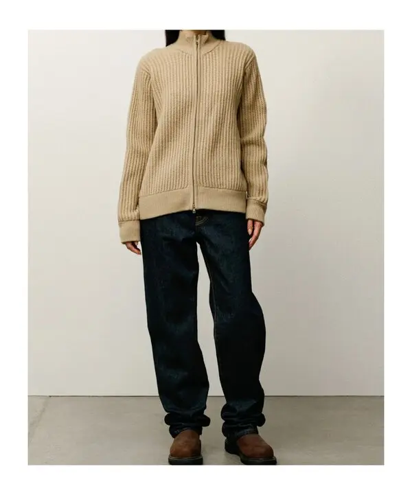 StÜssy Ribbed Zip-up Jumper With Quilted Elbow Patches