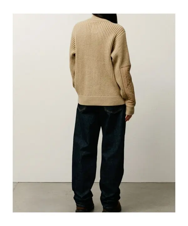 StÜssy Ribbed Zip-up Jumper With Quilted Elbow Patches